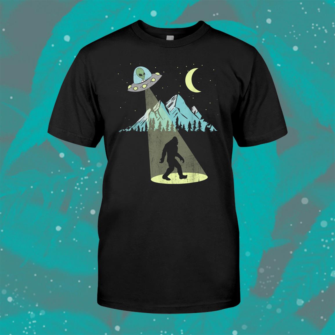 Bigfoot Ufo Abduction Moon Mountain Alien Graphic Shirt – Fantasywears