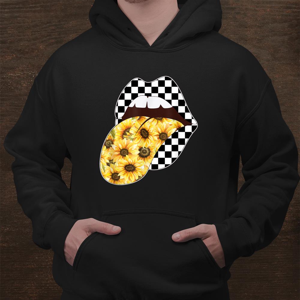 Checkerboard Sunflower Tongue Out Checkered Lips Shirt – Fantasywears