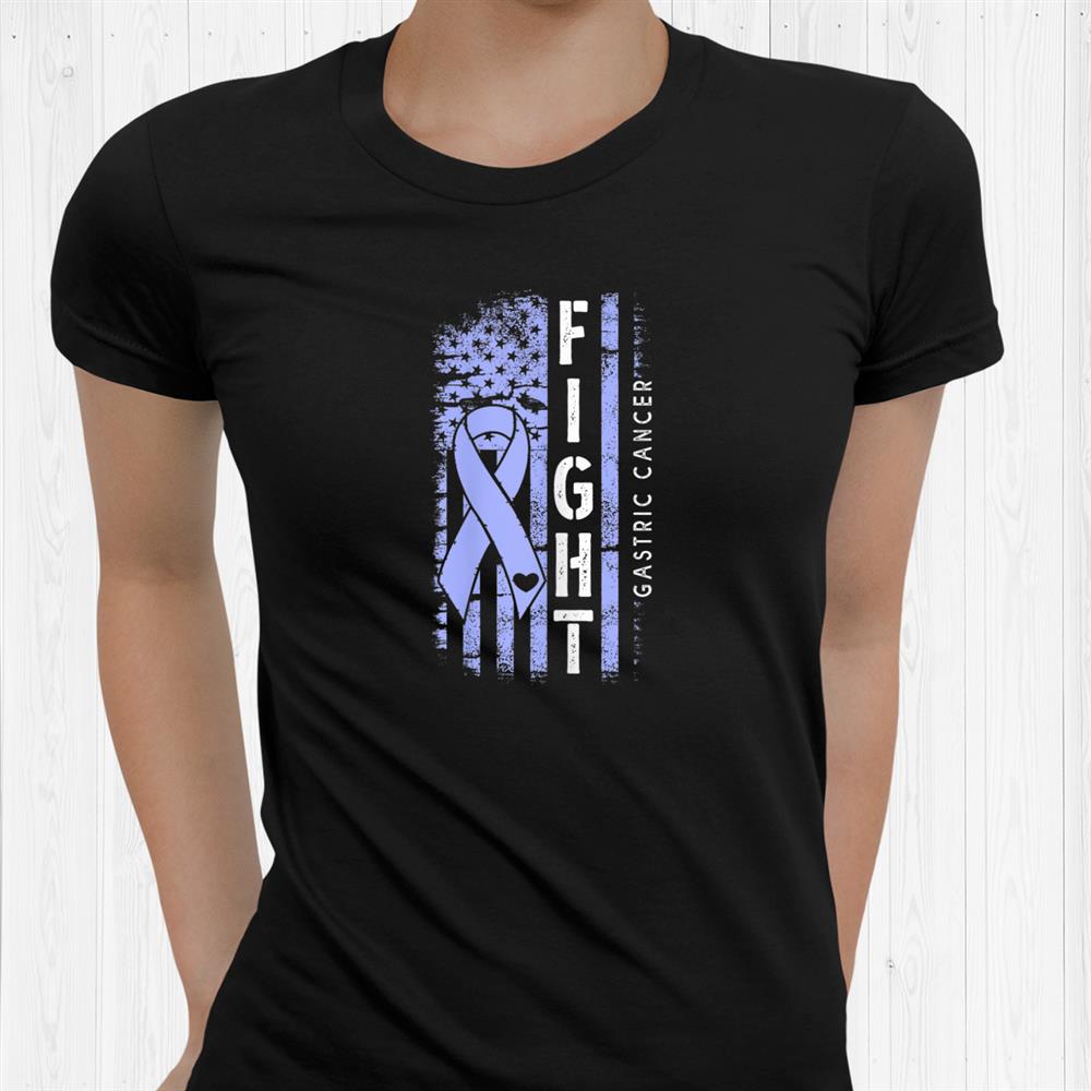 Distressed Usa Flag Periwinkle Ribbon Fight Gastric Cancer Shirt ...
