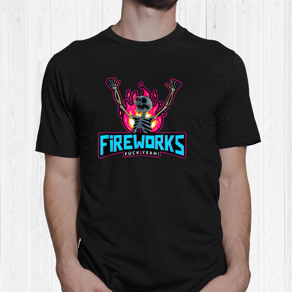 Funny Fireworks 4th Of July Independence Day Fire Skelton Shirt ...