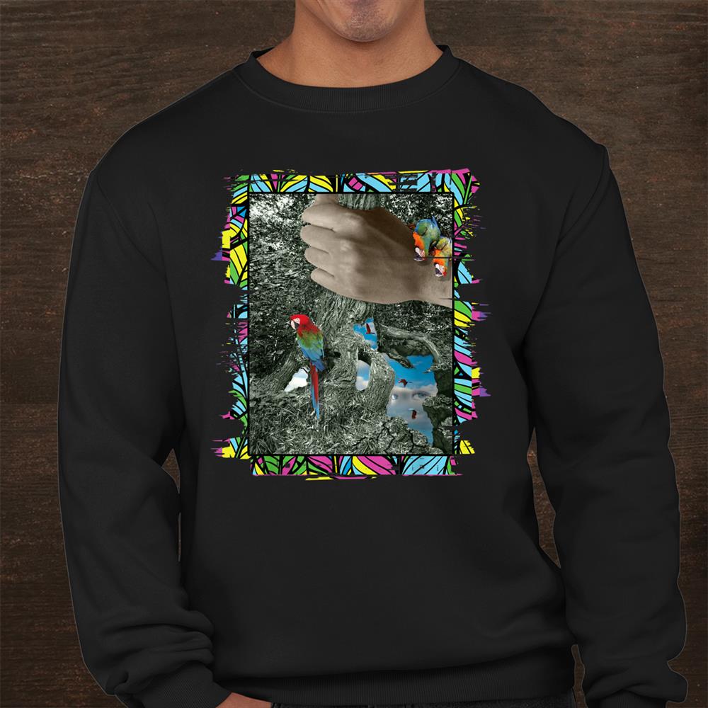 Glitching Forrest Parrots And The Hand Of God Weirdcore Shirt ...
