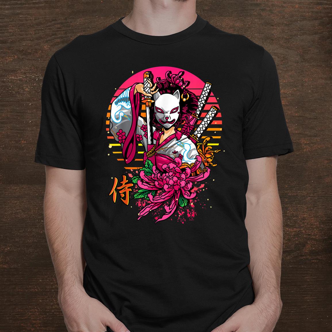 Kitsune Mask Japanese Anime Women Samurai Fox Vaporwave Shirt ...