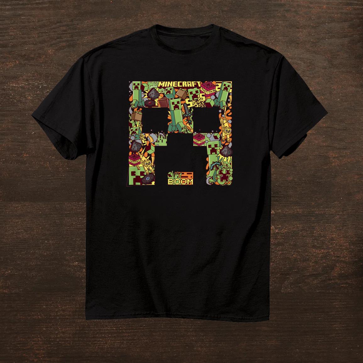 Minecraft Creeper Big Face Collage Shirt – Fantasywears
