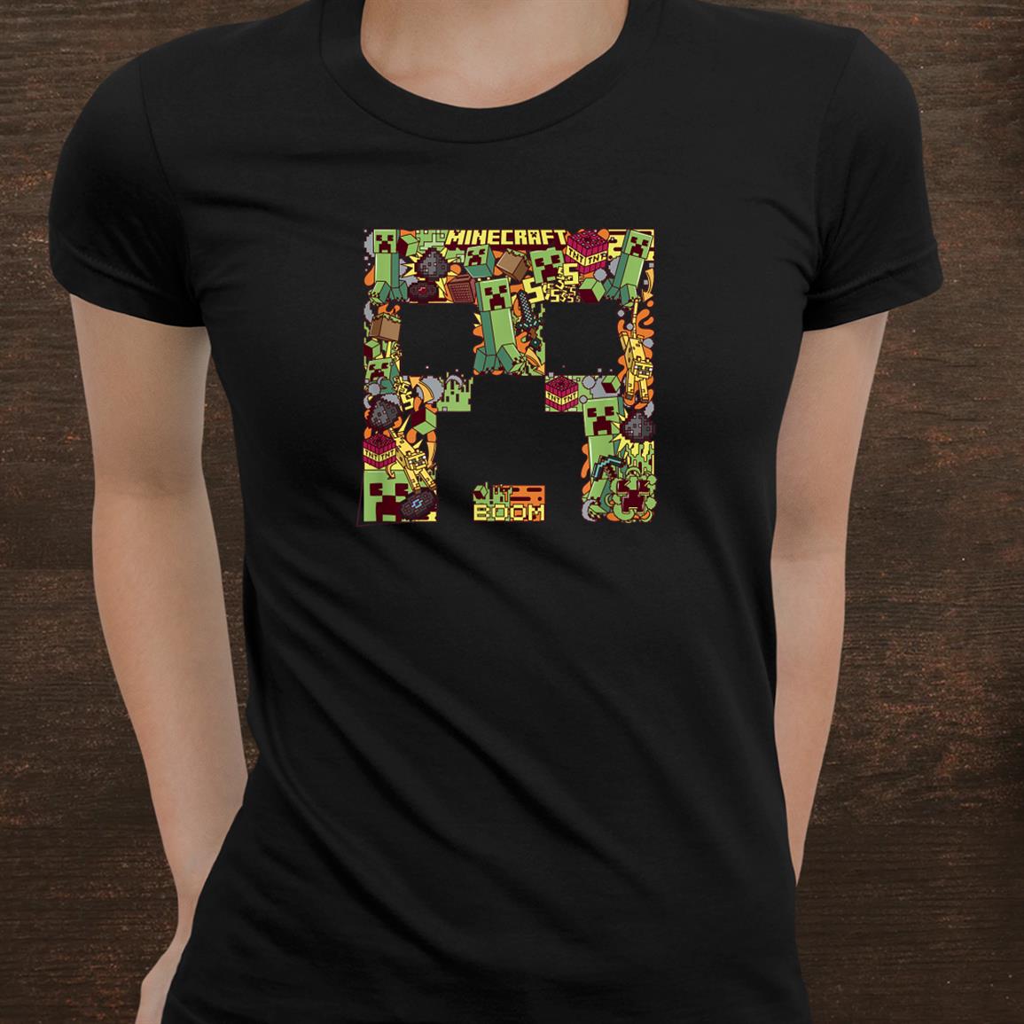 Minecraft Creeper Big Face Collage Shirt – Fantasywears