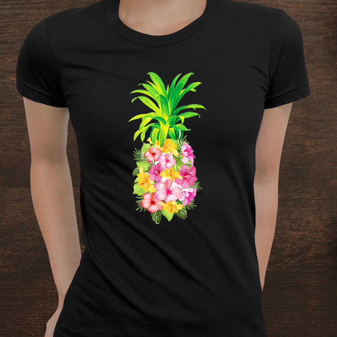 Pineapple Flowers Shirt Women Aloha Hawaii Vintage Hawaiian Shirt
