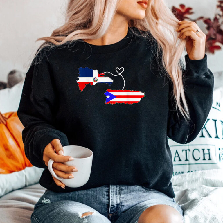 Half Puerto Rican Half Dominican Flag Map Combined Pr Rd Shirt ...