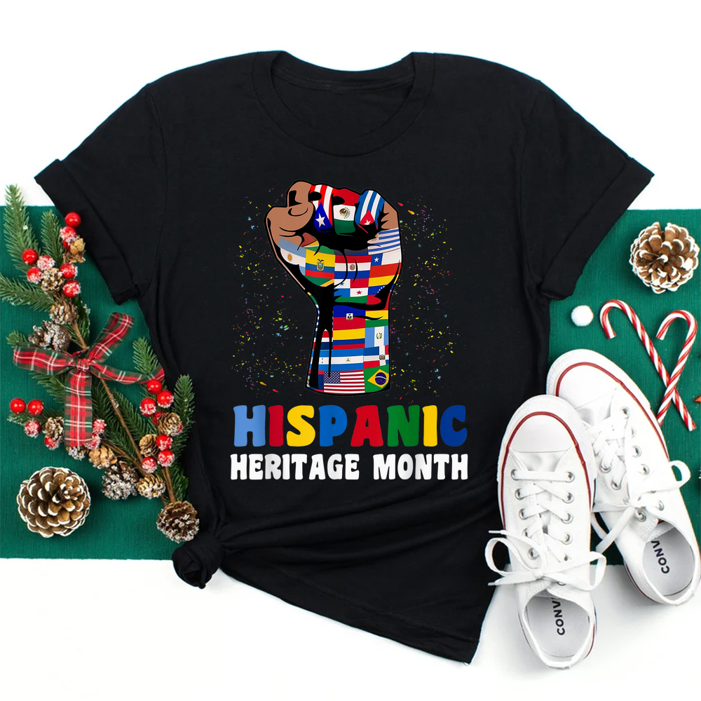 Hispanic Heritage Month Colorful Countries Flags Latinx Hand Shirt ...