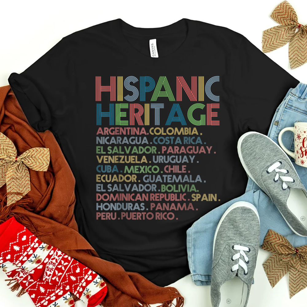 Hispanic Heritage Month Latino All Countries Names Shirt – Fantasywears