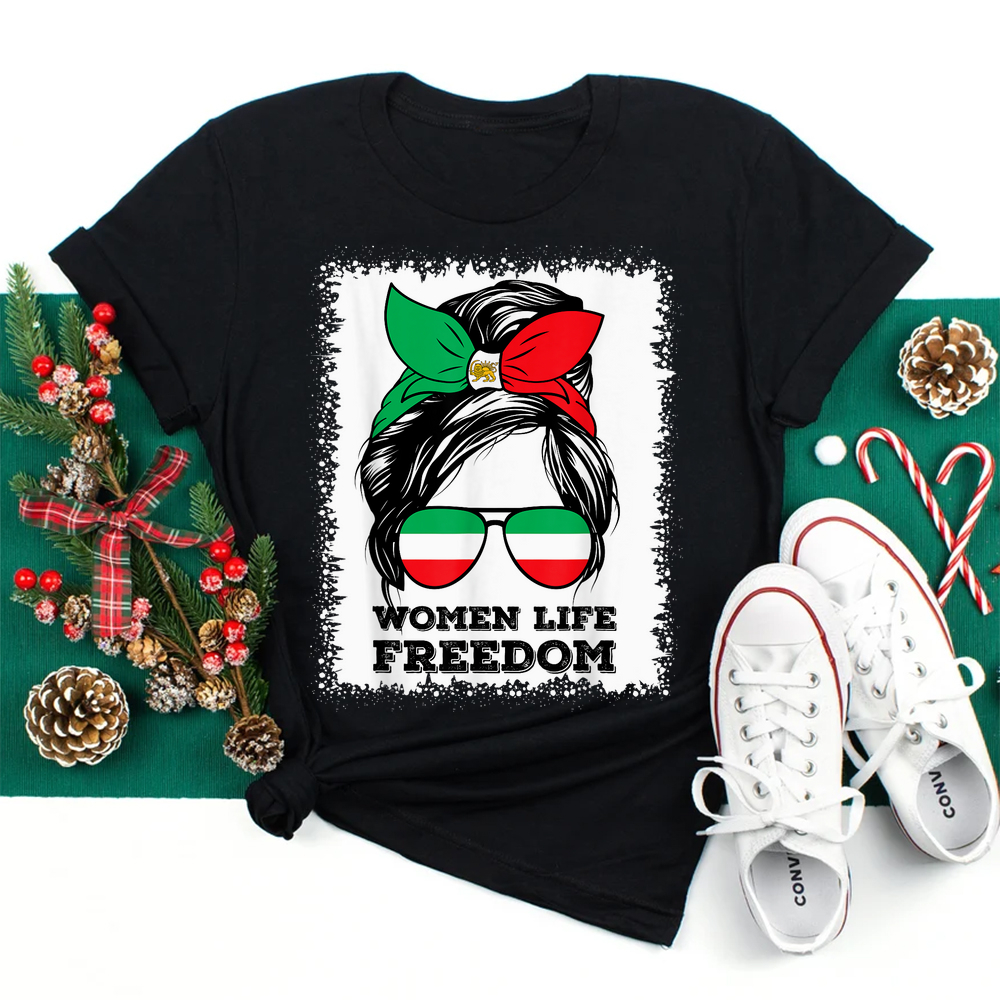 Life Freedom Zan Zendegi Azadi Bleached Messy Bun Lion Shirt – Fantasywears